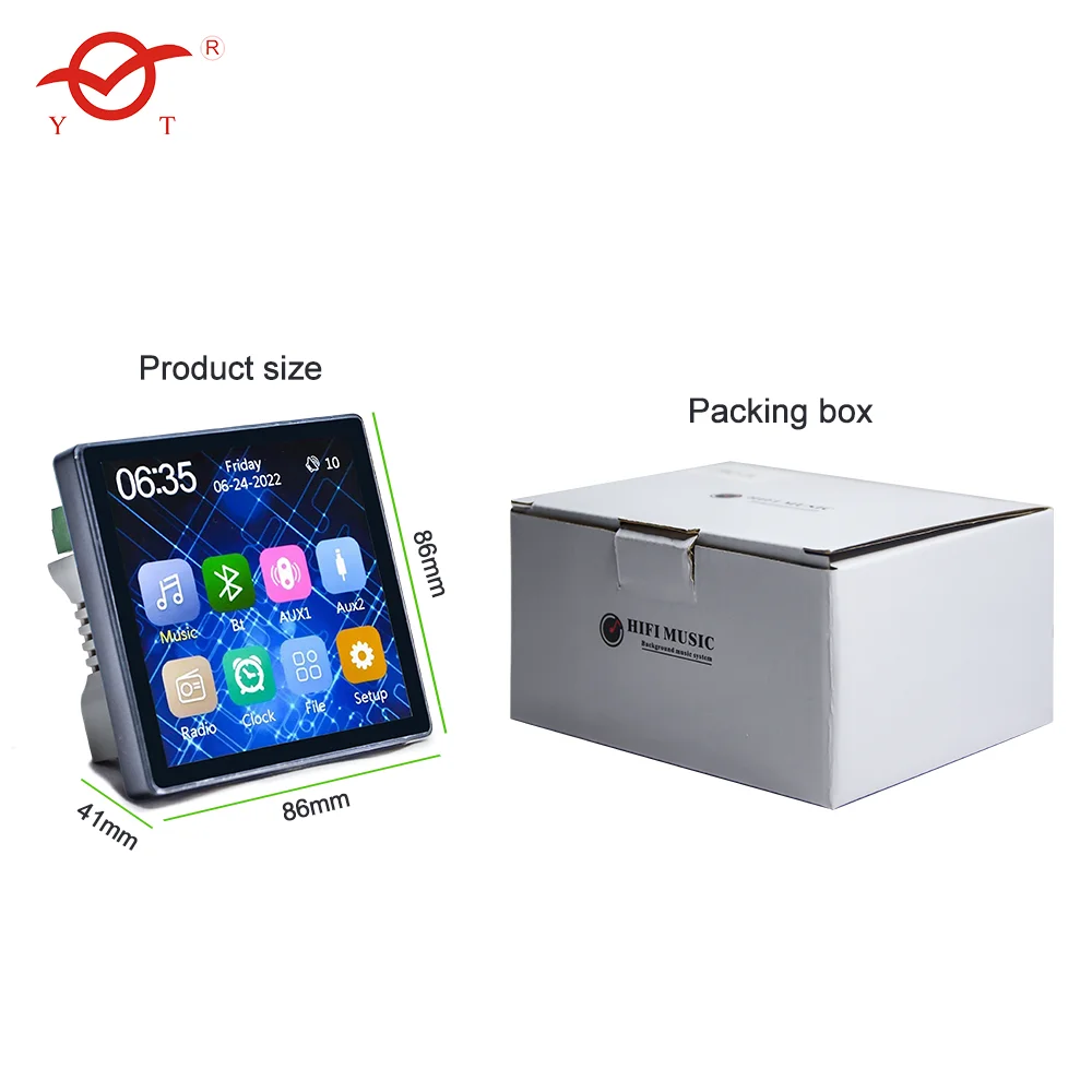 4 Channel 25w Bluetooth Wall Amplifier 4 Inch Touch Screen Intelligent ...