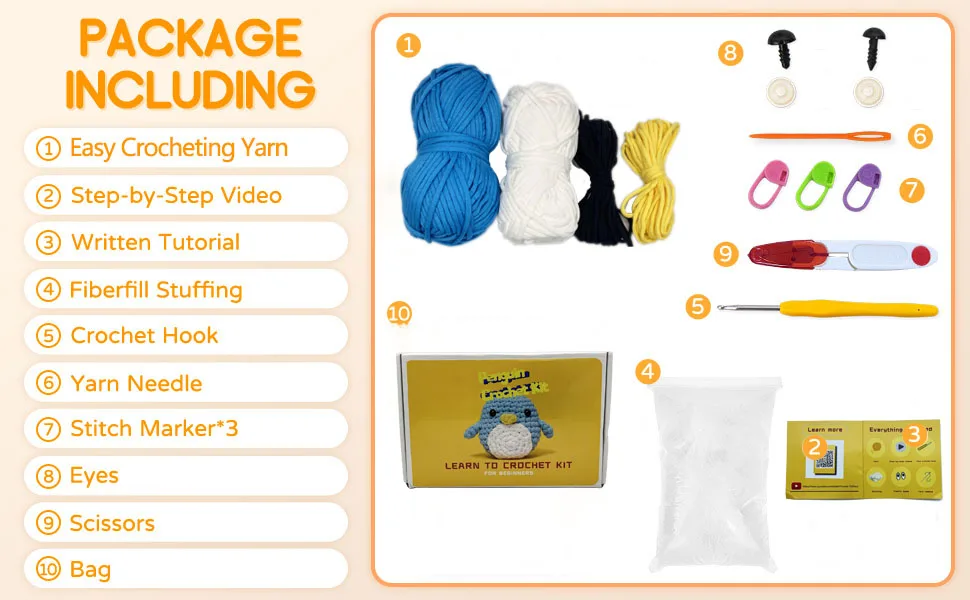 Animal Penguin Dinosaur Chick Needlework Set Knitting Woobles Diy ...