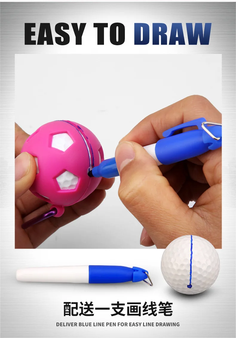 Golf Ball Line Marker - PGM QJ002 with Multi-Color Carrier