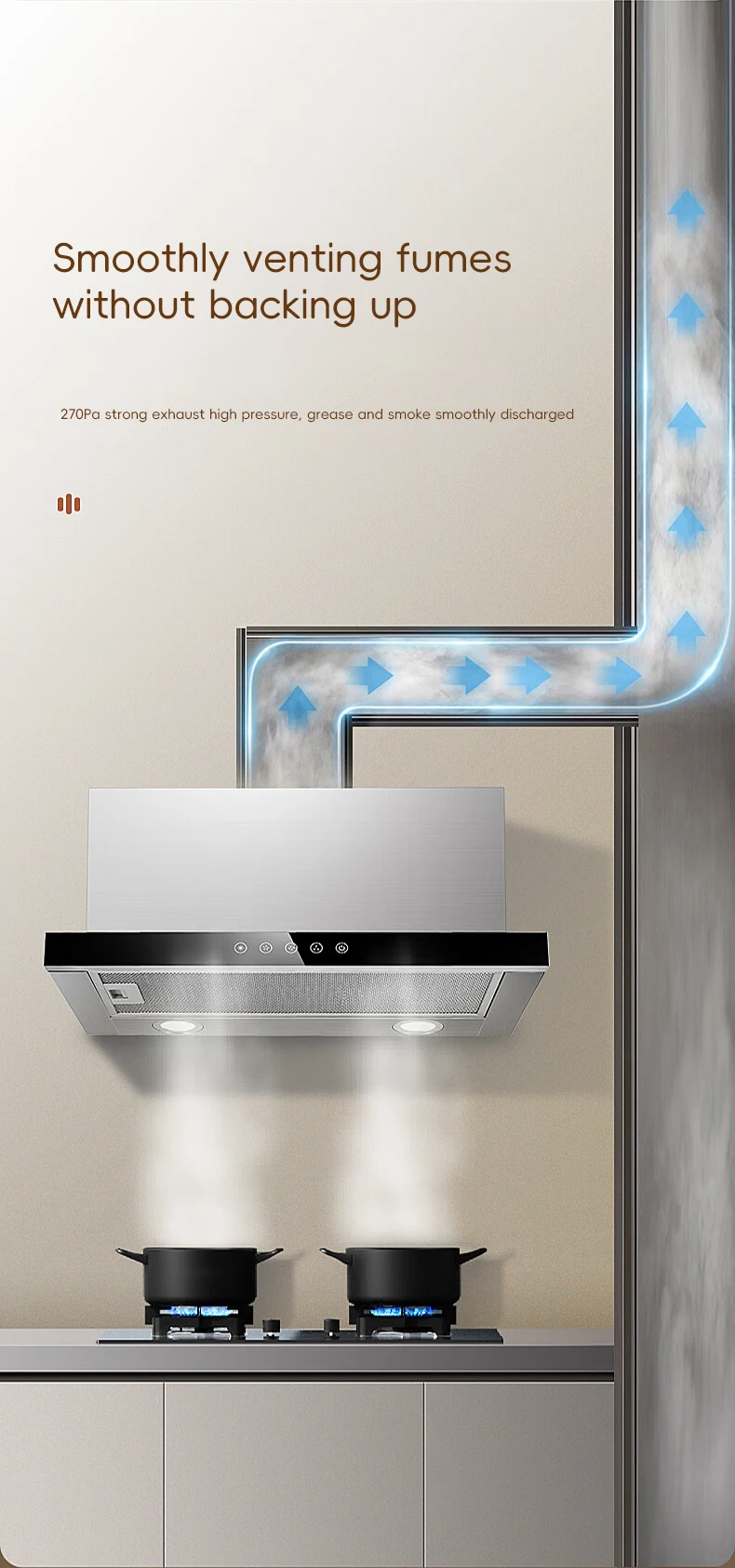 Smart Kitchen Chimney - 600mm Pull-Out Smoke Extractor