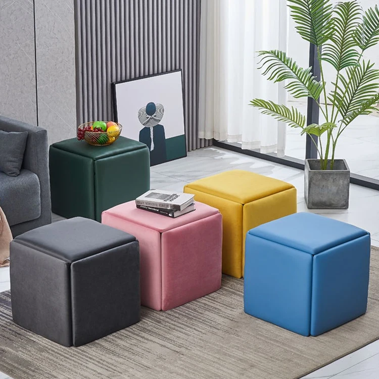 Modern Home Living Room Bedroom Stackable Metal Frame Leather ...