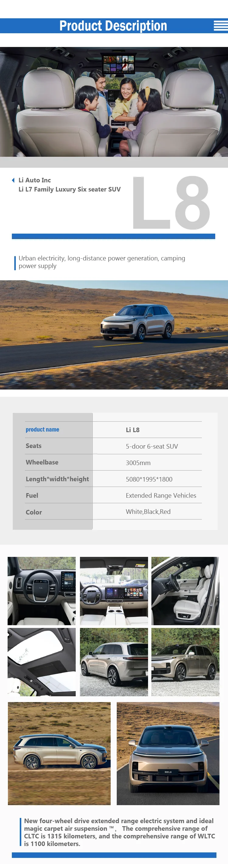 Lixiang L8 Pro Max Luxury Suv New Energy Li Auto L8 Hybrid Cars Luxurious New Energy Vehicles ...