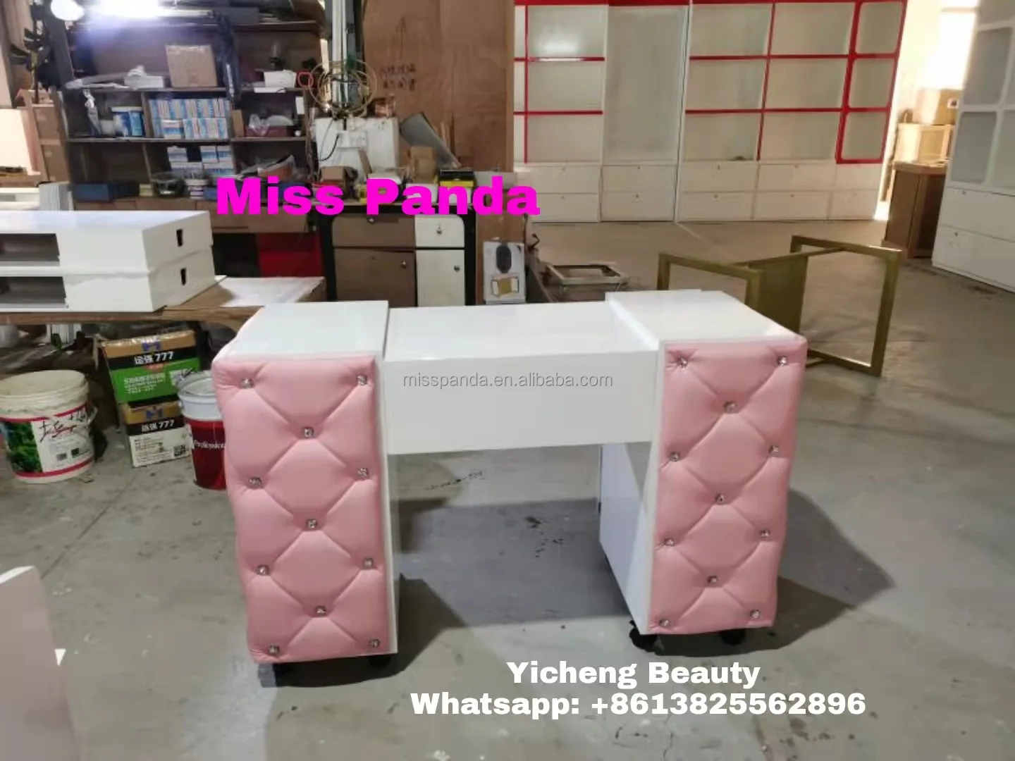 Single Manicure Station Manicure Table And Chairs Pink Modern For Nail ...