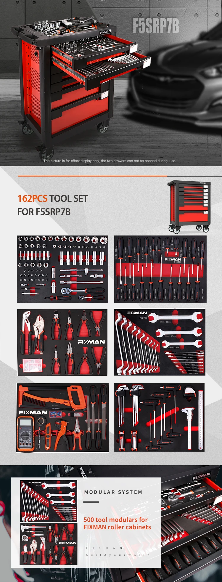 Fixman Portable 7 Drawer Mechanic Tool Storage Box Roller Chest Cabinet ...