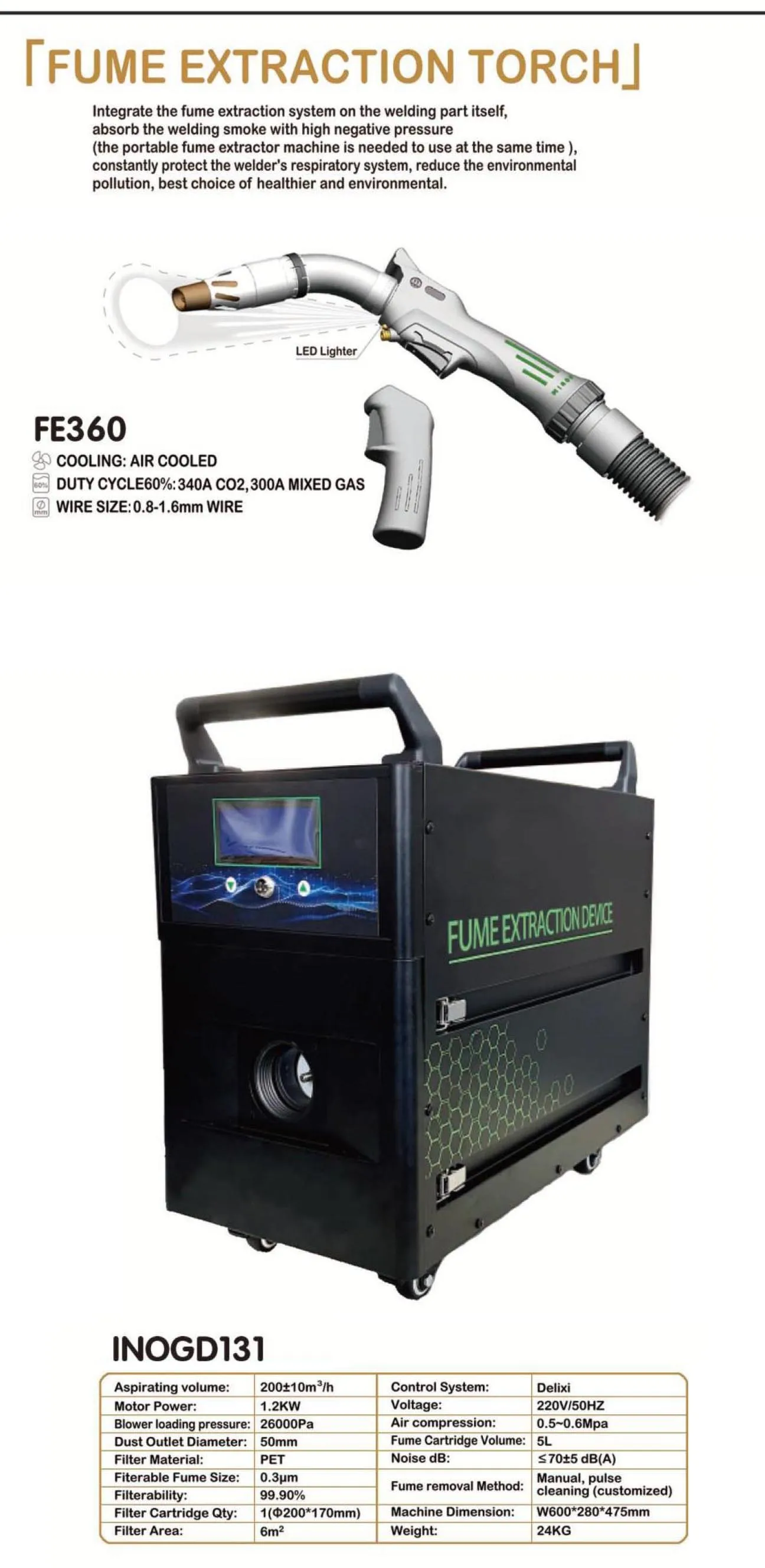 INWELT Industrial Portable Soldering Fume Purifier Dust Purification ...