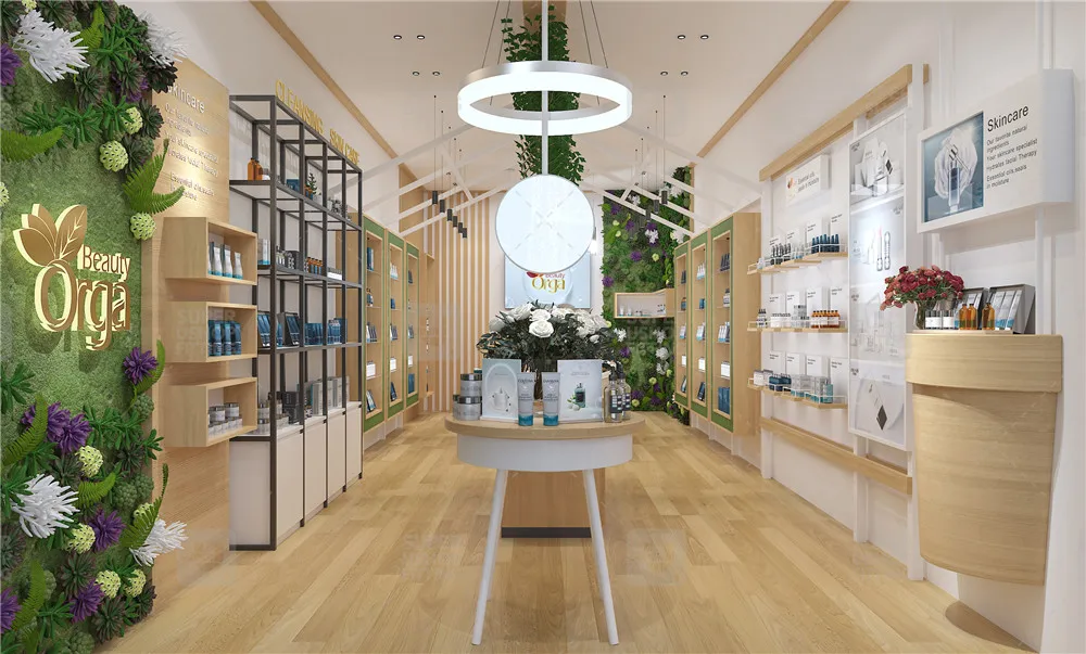 Modern Medical Store Display Counter Design Natural Cashier Reception ...