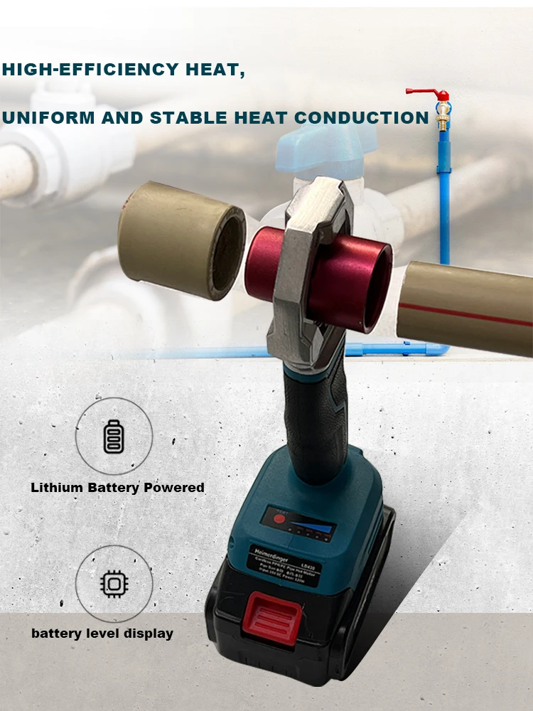 18V Battery Powered Cordless PE/PPR Water Pipe Melter, Plastic Welding Machine,compatible for ...