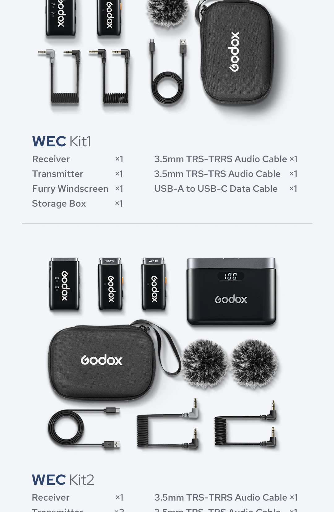 Godox Microphone Wec Kit2 2.4g Portable Wireless Stereo Lavalier ...