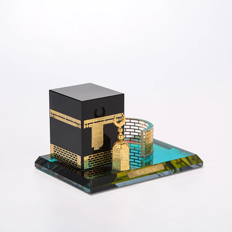 Kaaba Makkah Crystal Gold Glass Ornament - Islamic Gift for Home Décor ...