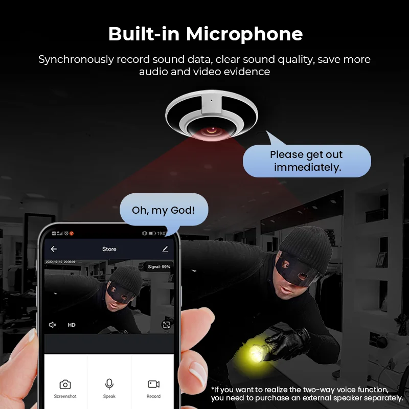 Ultra Hd 12mp Surveillance Poe Fisheye Lens Camera 360 Panoramic Night ...
