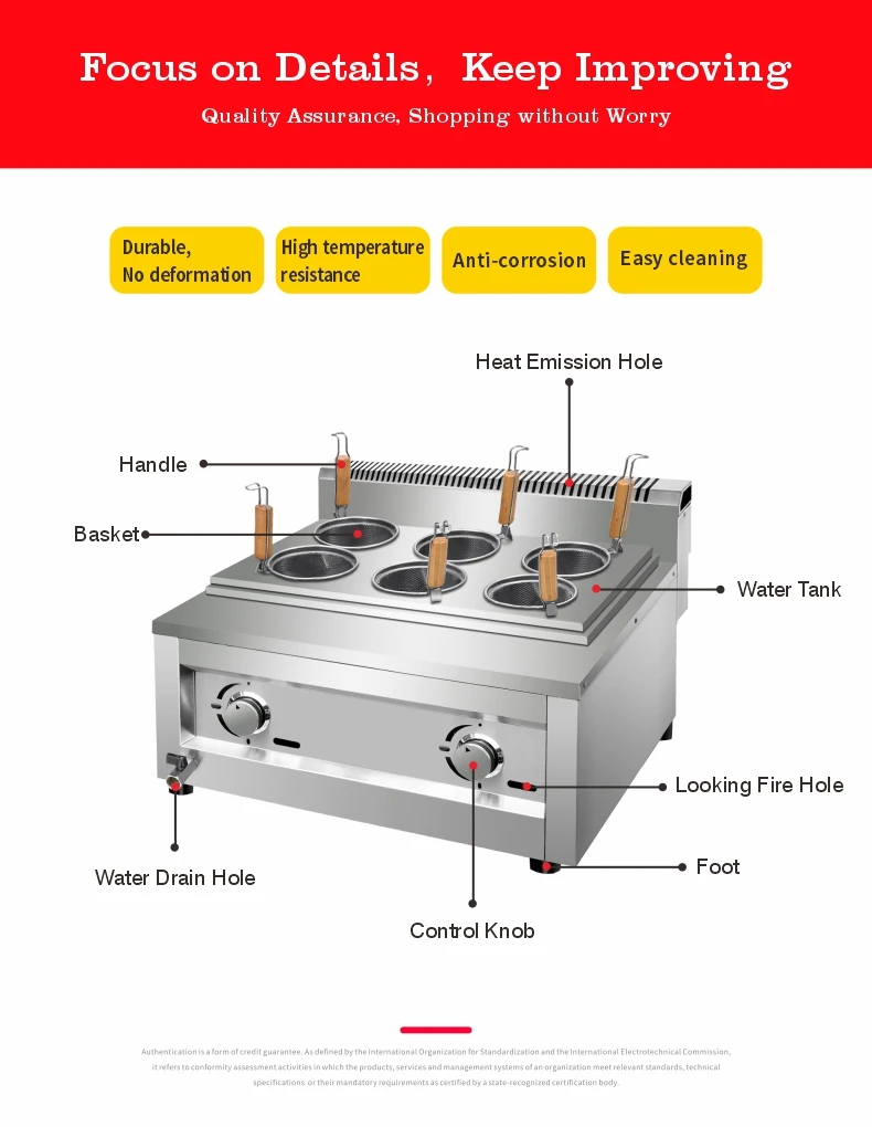 6 Heads Gas Noodle Cooker Commercial Industrial Noodle Boiler Machine ...
