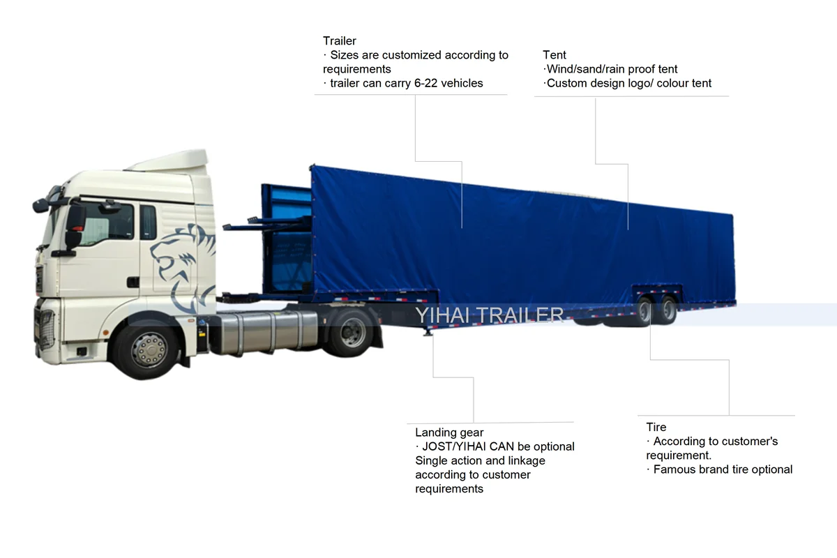 YIHAI 2 3 Axles 40 Tons Vehicle Carbon Steel Car Carrier Trailers ...
