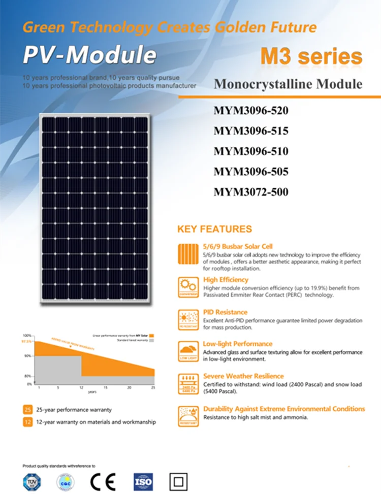 Perc Mono Solar Panels 500w 505w 510w 515w 520w Solar Module Waterproof ...
