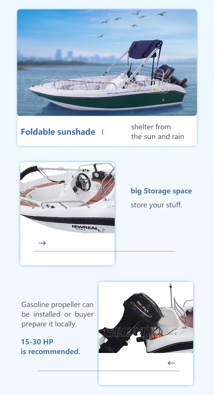 12ft Speed Fishing Boat - Fiberglass Center Console for 4