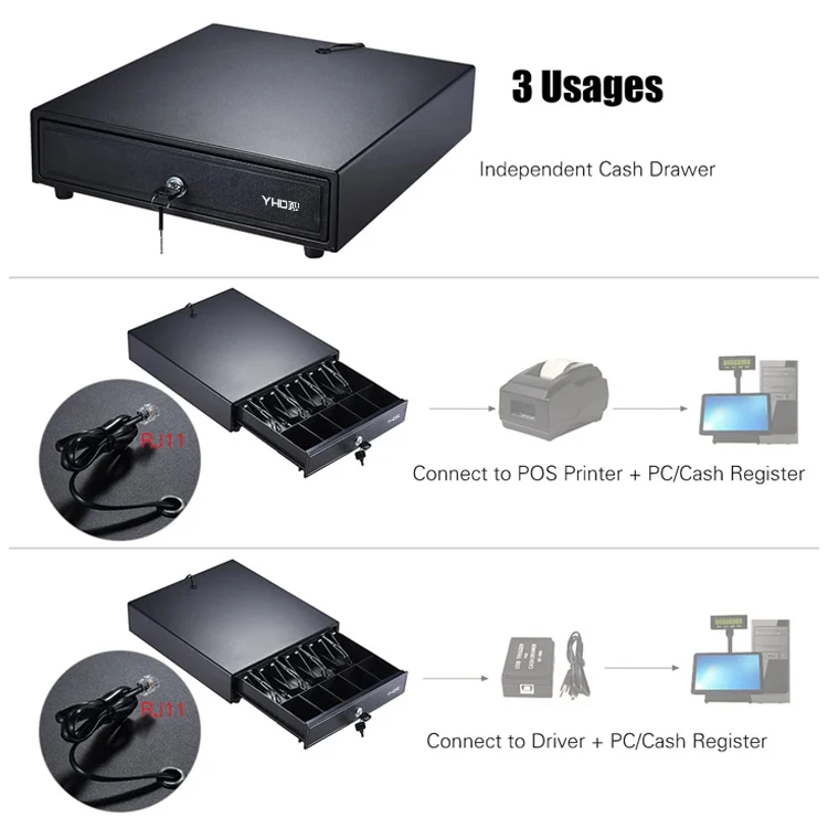 YHDAA 330A Pos 4 Bills 5 Coins - Metal Cash Tray Register
