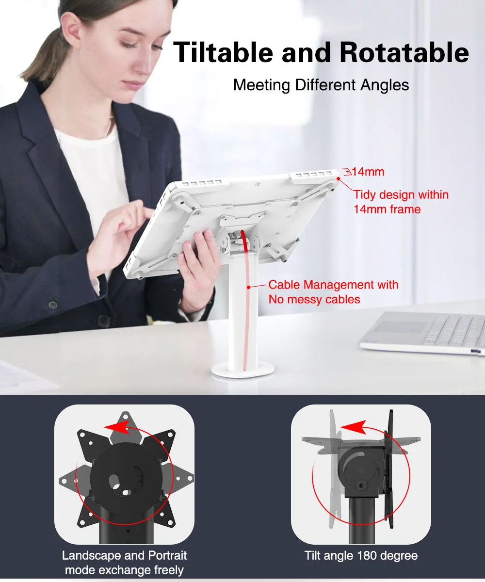 Stable Metal Tablet Stand With Enclosure Adjustable Desktop Tablet ...