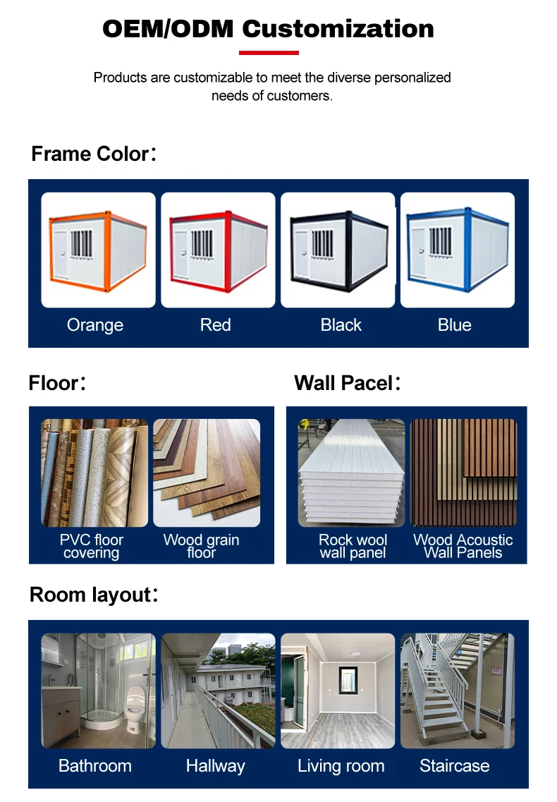 Modern 40ft Prefab Stackable Container Homes 20ft Shipping Detachable ...