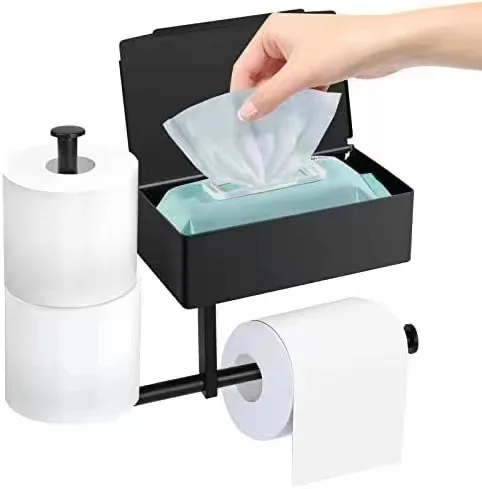 Free Standing Gun Metal Paper Storage Box Holder Toilet Paper Holder ...
