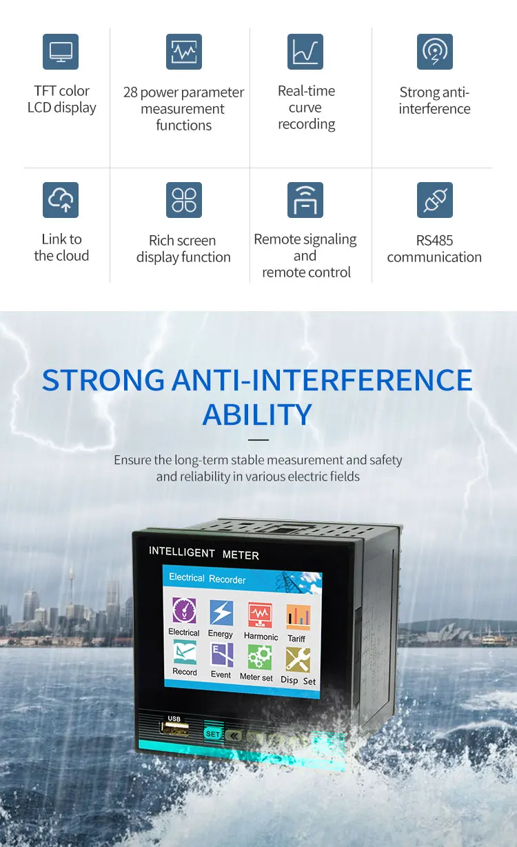 Multi-function 3 Phase Power Meter Recorder Data Logger