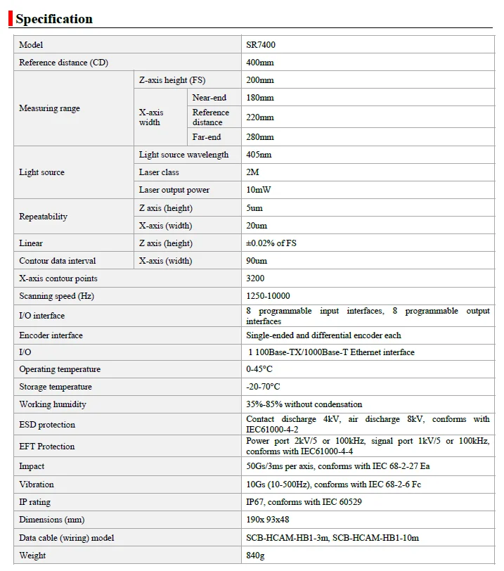 SR7400 Series High Precision 3D Vision Sensor Optics Instruments for Industrial Surface Welding ...