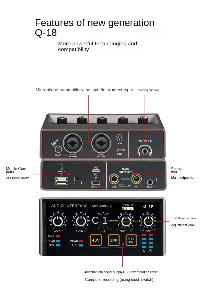 Mini Recording Usb Audio Interface Podcast Microphone Mixer ...