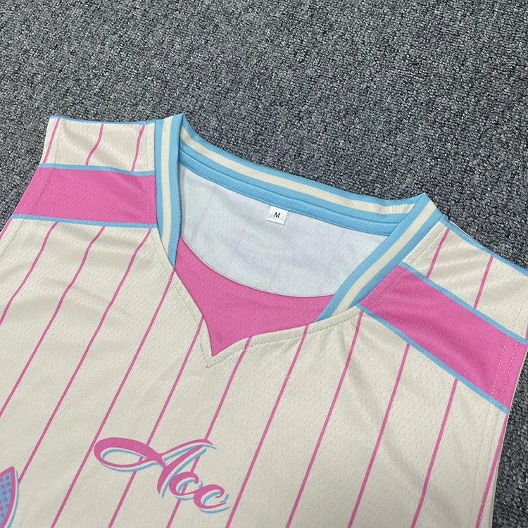 Custom Pink Strip Sports Wear Design Sublimation Pattern Mesh ...