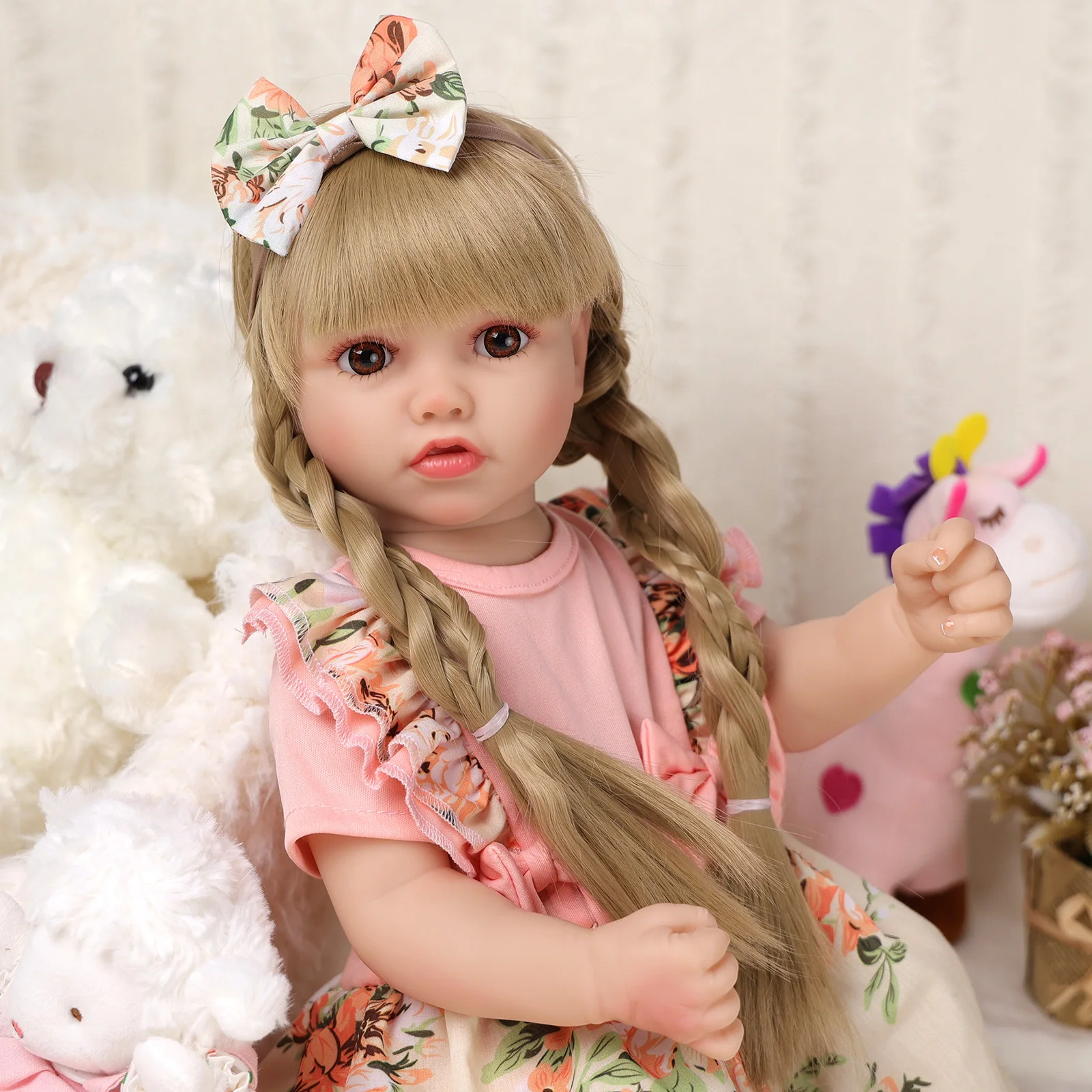 Babeside 22'' Baby Dolls Girl Bina Realistic Babies Doll Solid Silicone ...