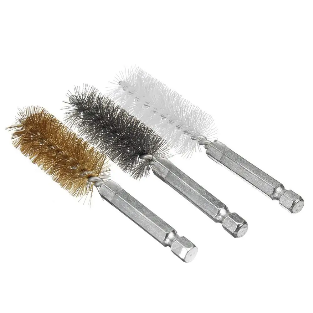 20 Pack 1/4" Hex Shank Wire Brush Attachment Bore Bristle Brush Set ...