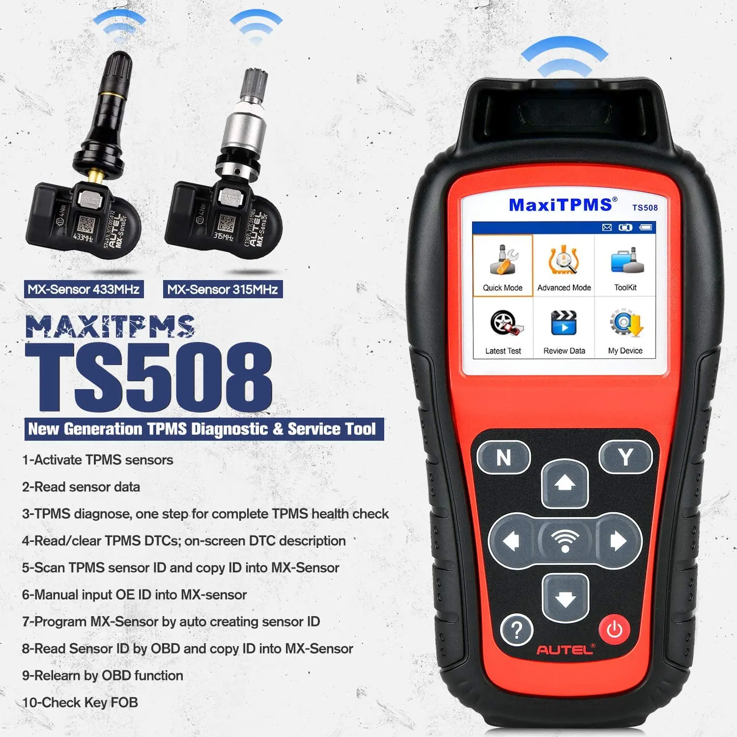 Autel MaxiTPMS TS508 TPMS Tool+MX Sensors TPMS Programing Programmer ...