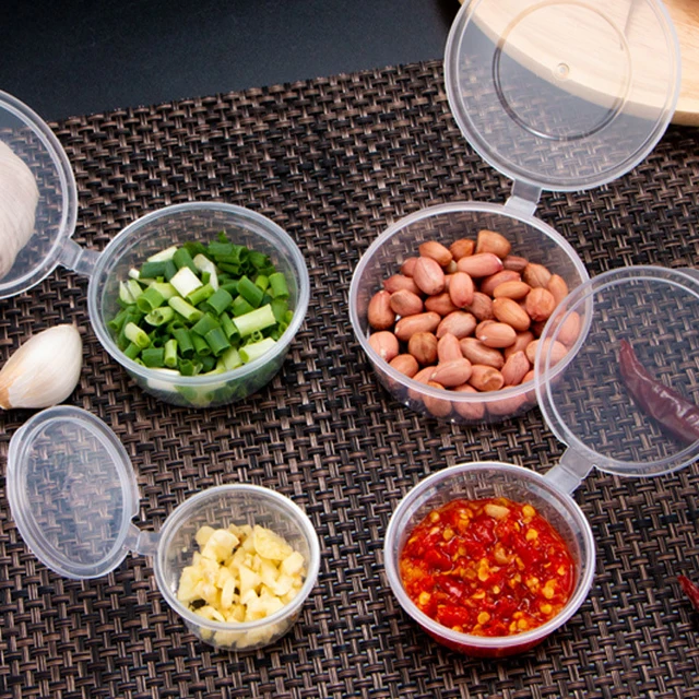 2oz Disposable Condiment Pudding Plastic Small Containers Portion Sauce ...