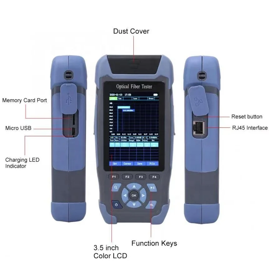 FTTH 60km Smart OTDR 1310nm/1550nm Handheld Fiber Optic Tester