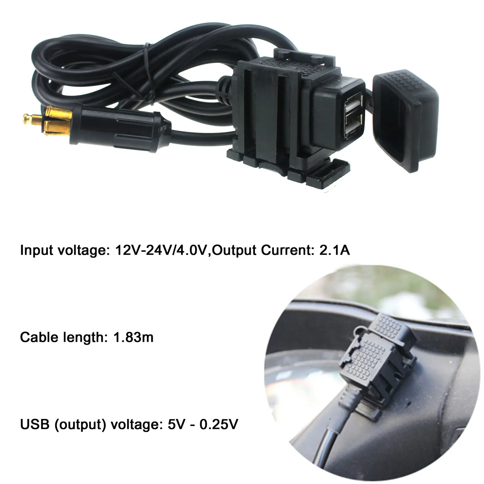 Dual Usb Port Waterproof Motorbike Handlebar Fast Charger Adapter Power ...