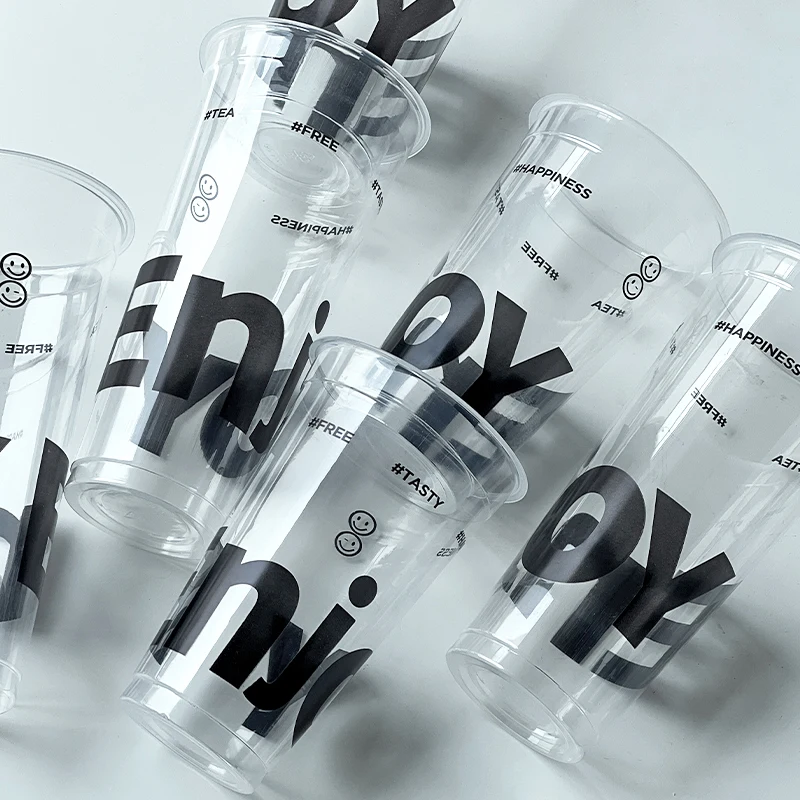 In Mold Label Printing Clear Bubble Milk Tea Plastic Pp Hard Cups ...