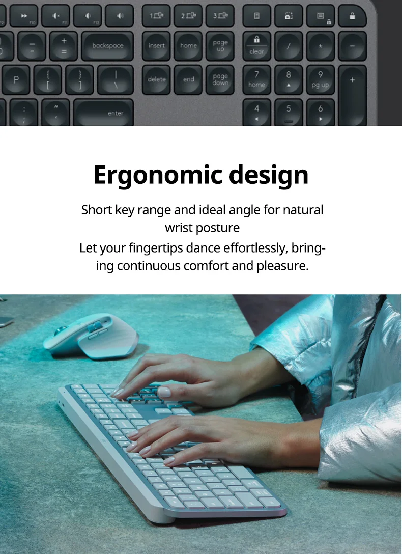 Logitech MX Keys S Wireless Keyboard Dual Mode Backlight Rechargeable ...