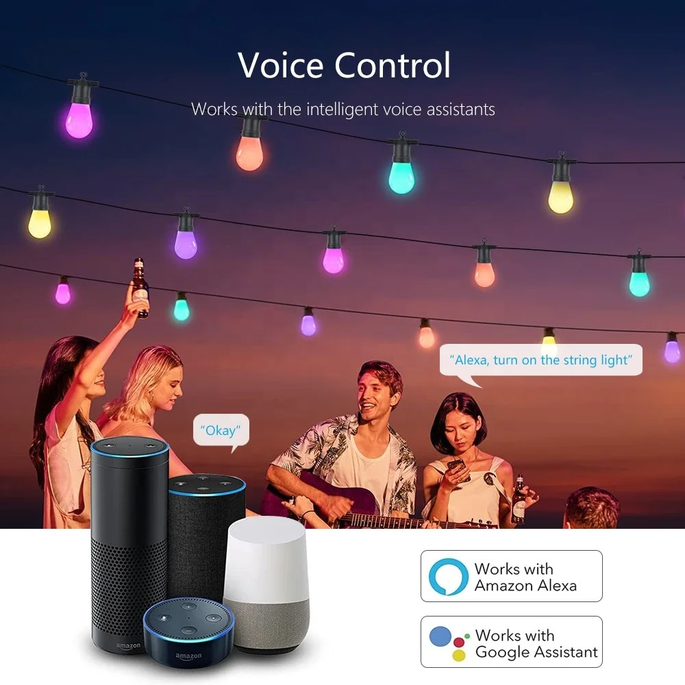 RGB Edison Bulb WiFi Tuya Smart String Lights Christmas Decoration Led ...