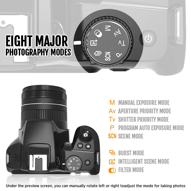 DSLR Digital Camera 64MP 4K 3 Inch IPS Screen 10X Optical