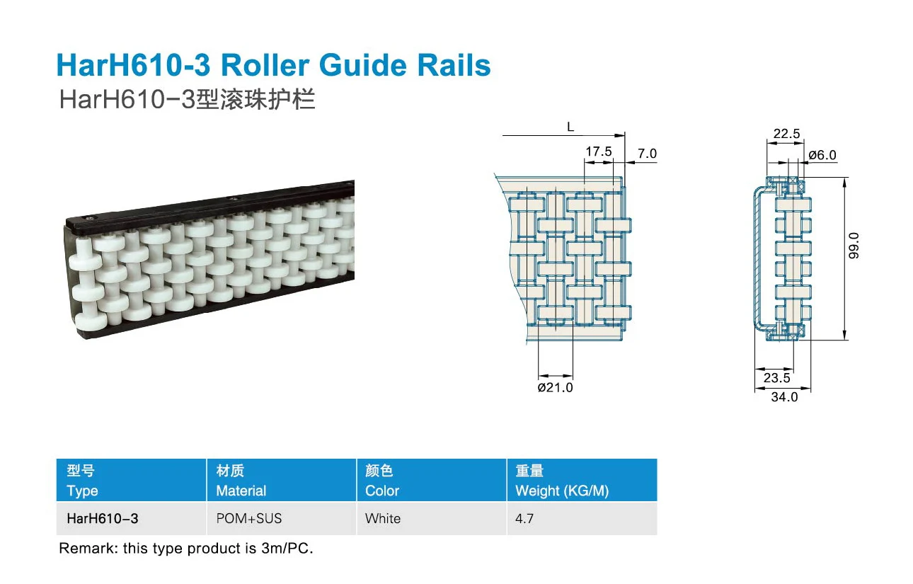Hairise Plastic Flexible Conveyor Roller Guard Rails