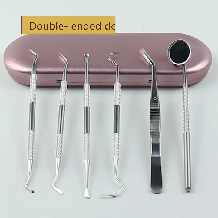 6pcs Stainless Steel Dental Tools Kit Teeth Tartar Scraper Mouth Mirror ...