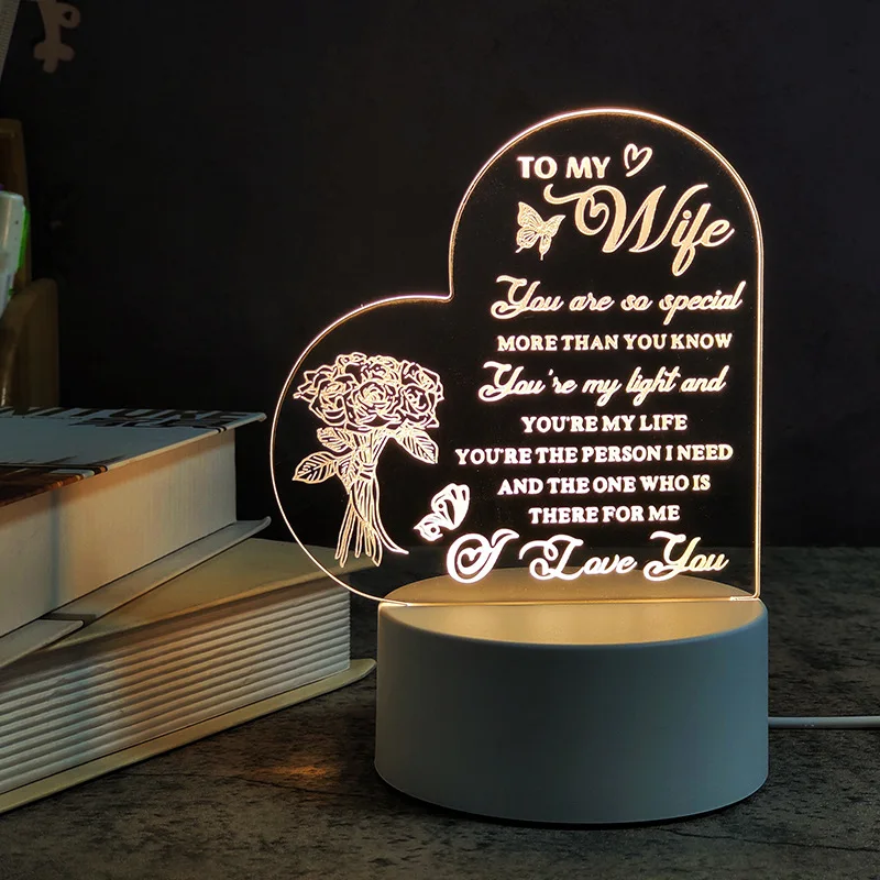 Custom LED Lamp 3D Acrylic Engraved Night Light Holiday Decoration ...