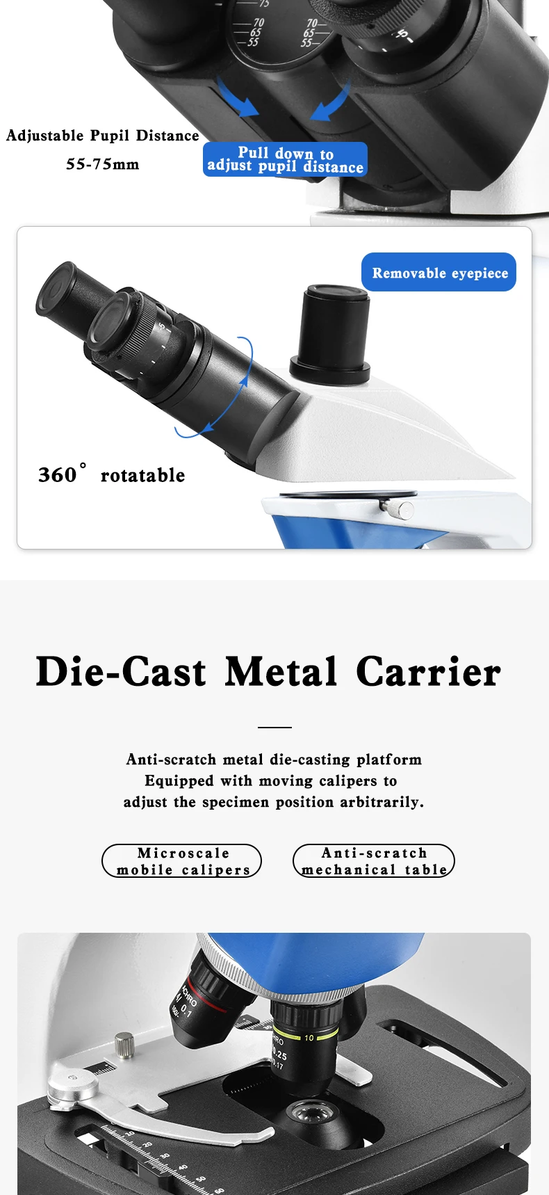 LUXUN 2000X Microscope Trinoculaire - Professional Stereo