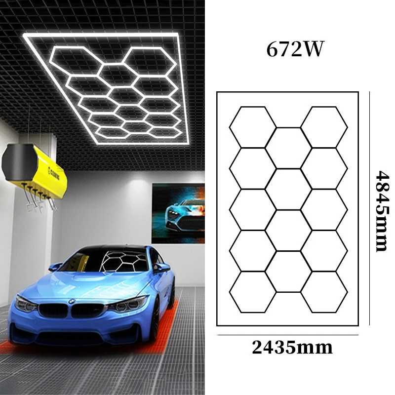 Hexagon LED Garage Lights - Efficient 672W Work Lighting