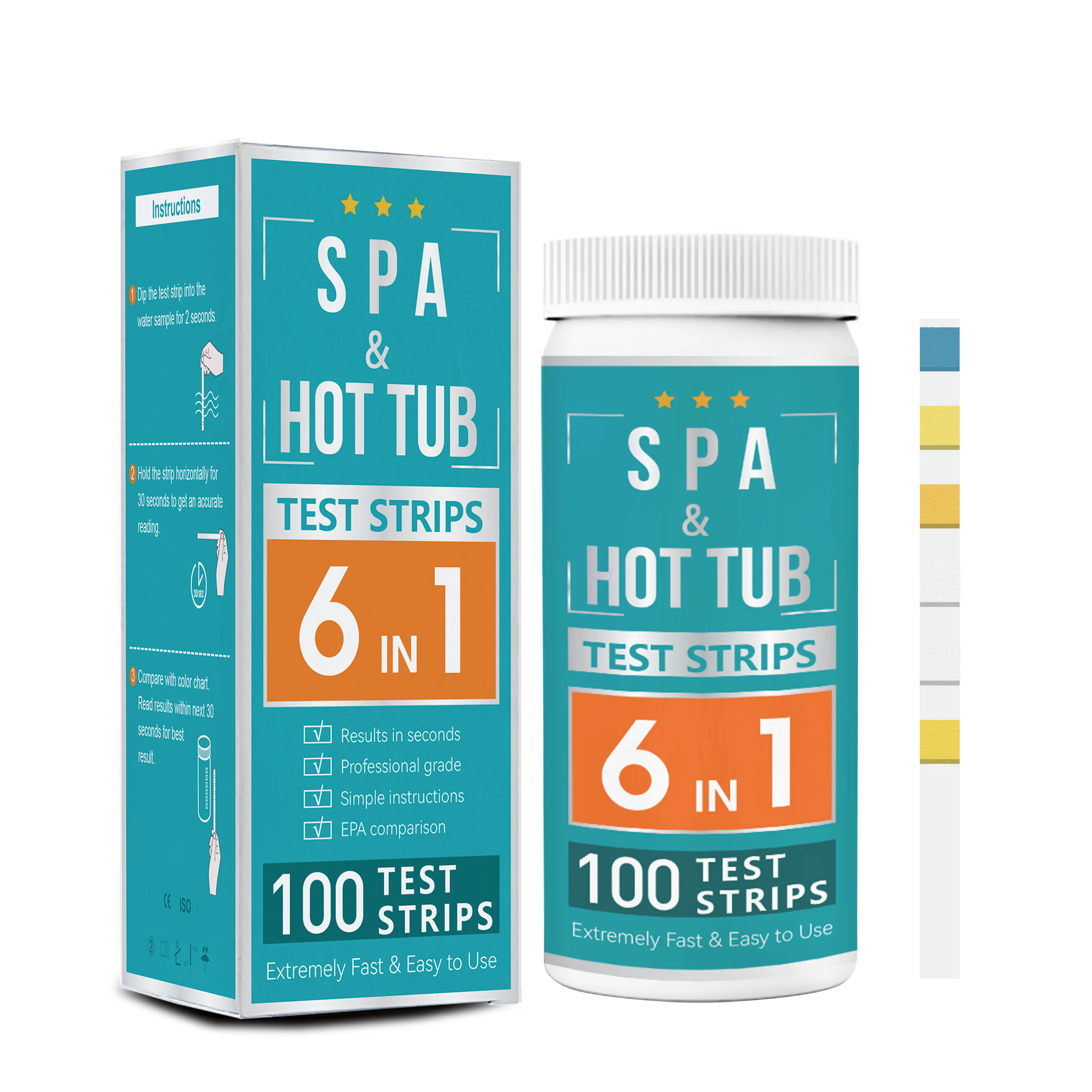 Swimming Pool Test Strips 6 Way Spa Testing Strips For Hot Tubs Teste ...