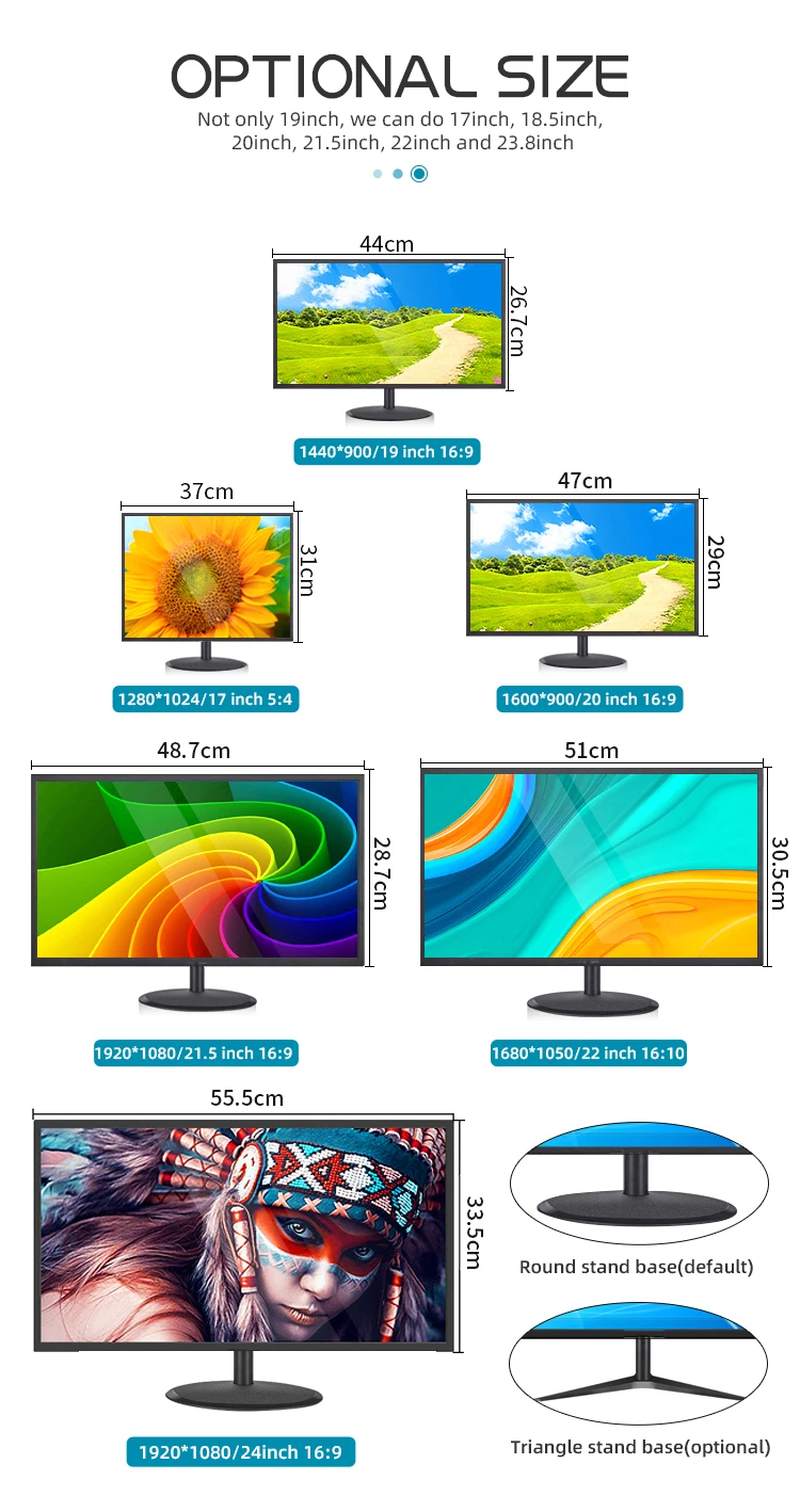 17" & 19" Full HD LCD Monitors for Business & Gaming - 60Hz