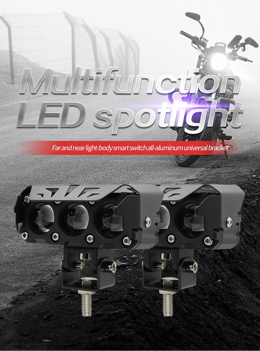 Motorcycle Spotlights - Hi/lo Dual Color Foglight 35W
