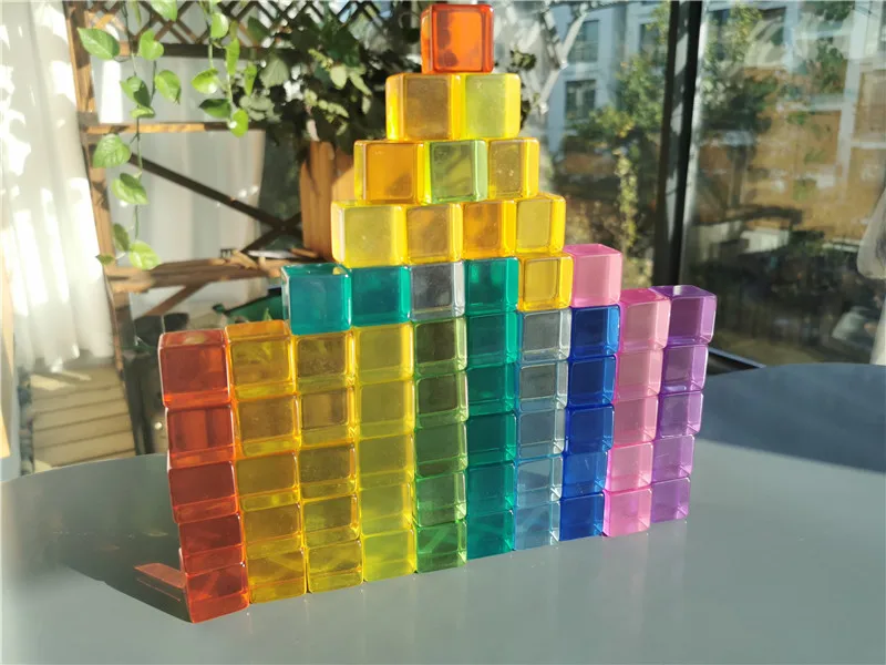 Rainbow Lucite Cube Stacking Building Blocks - Eco-Friendly Toys