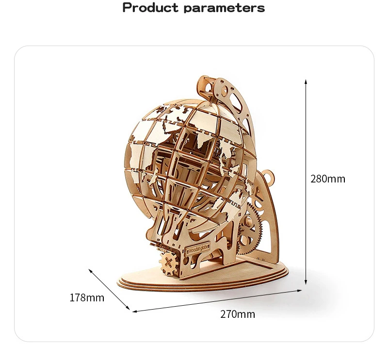 Creative Mechanical Diy 3d Globe Wooden Puzzle Game Toy Gift Children Adult Hand Grasping Puzzle ...