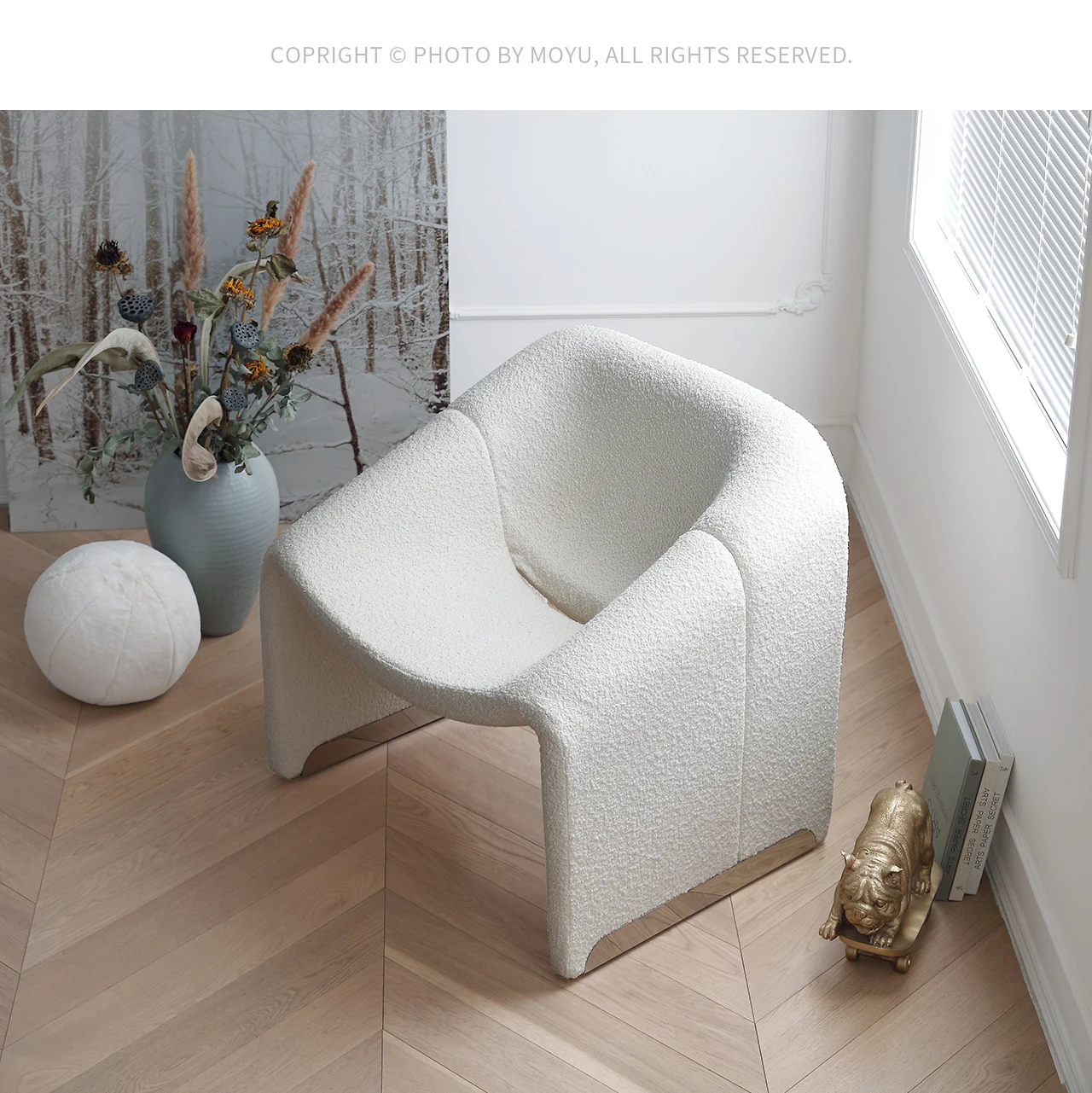 28.3" Modern White Lamb Wool Accent Chair Lounge & Chair - Buy White ...