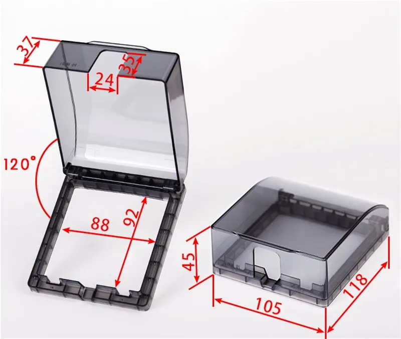 Bathroom Transparent Black Waterproof Self Adhesive Box Splash Proof 86 ...