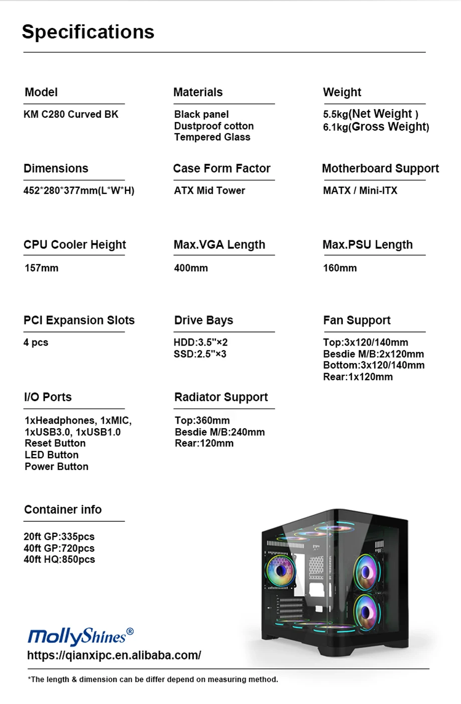 Shop Our Factory Price New Trend PC Case with Curved Glass