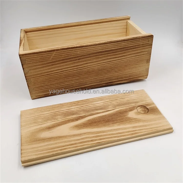 Pine Wood Box Packaging Box Retro Style Sliding Lid Gift Wooden Tea Box ...